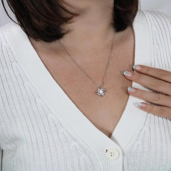 A Mia Moglie Collana E Pendente Placcato In Oro Bianco 14 Carati Con Cristalli Di Zirconi